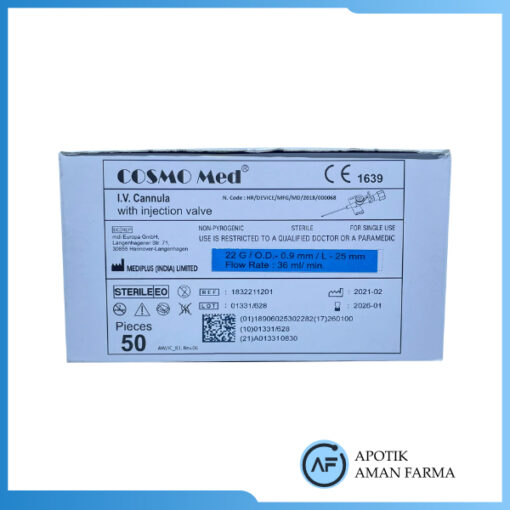 I.V Canula No. 22 G Cosmomed - Apotek Aman Farma